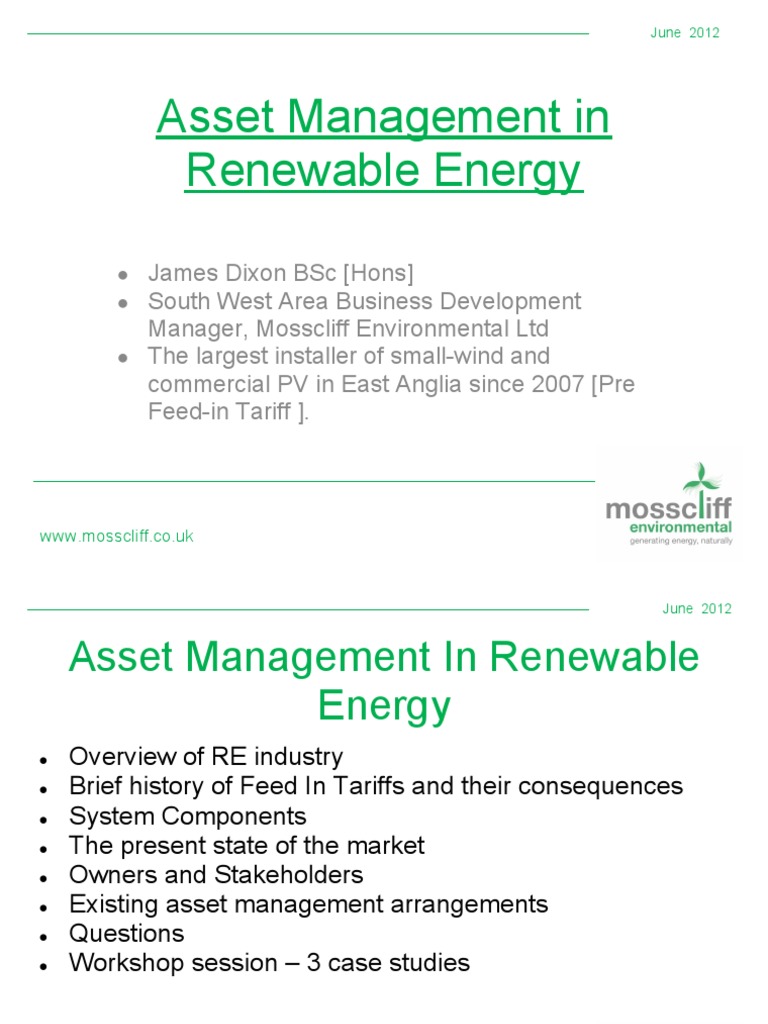 Asset Management in Renewable Energy: An Overview of the Industry ...