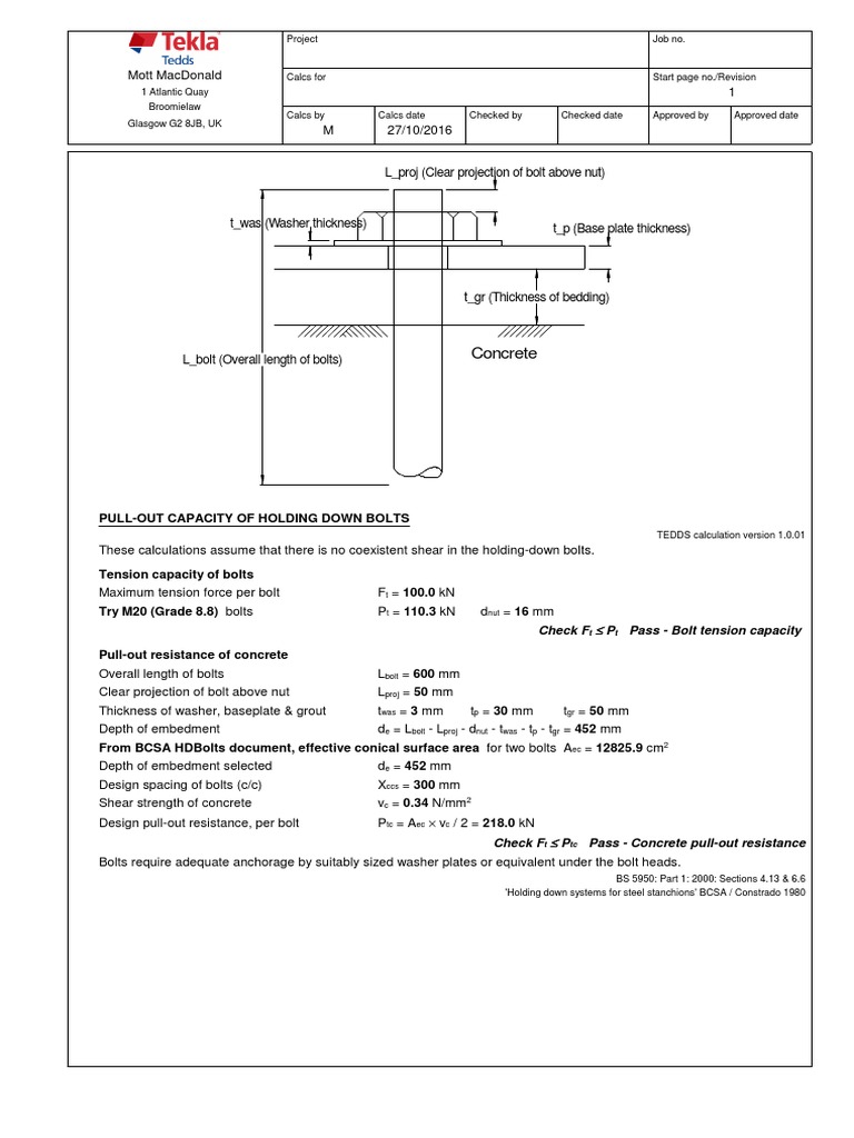 Holding Down Bolts Example | PDF | Screw | Economic Sectors