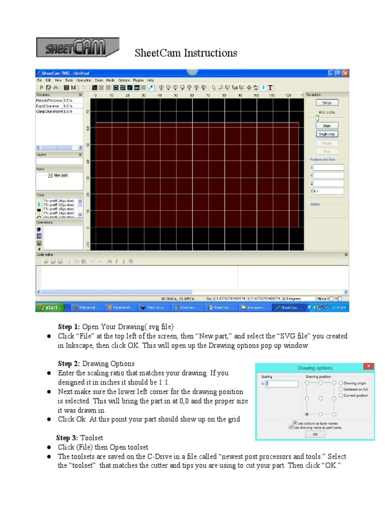 Sheetcam Instructions: Step 1 | PDF