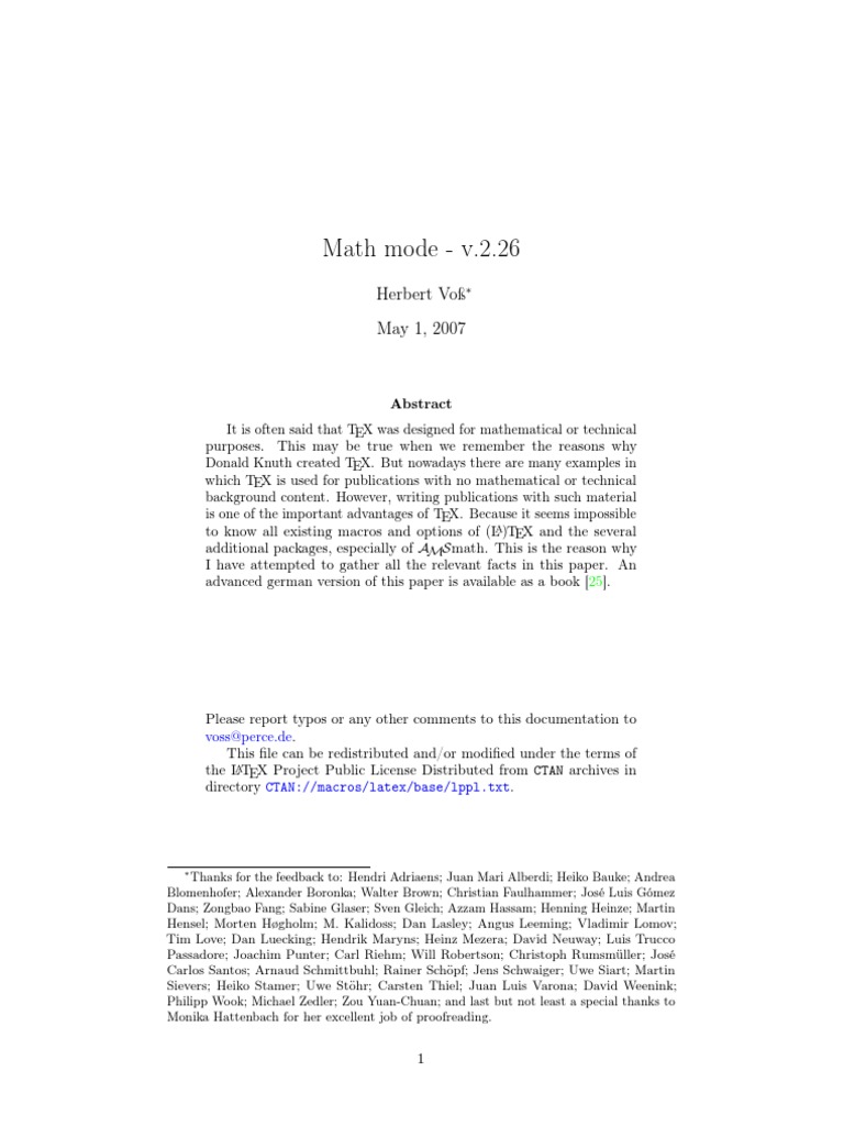 Math Mode Latex | PDF | Matrix (Mathematics) | Notation