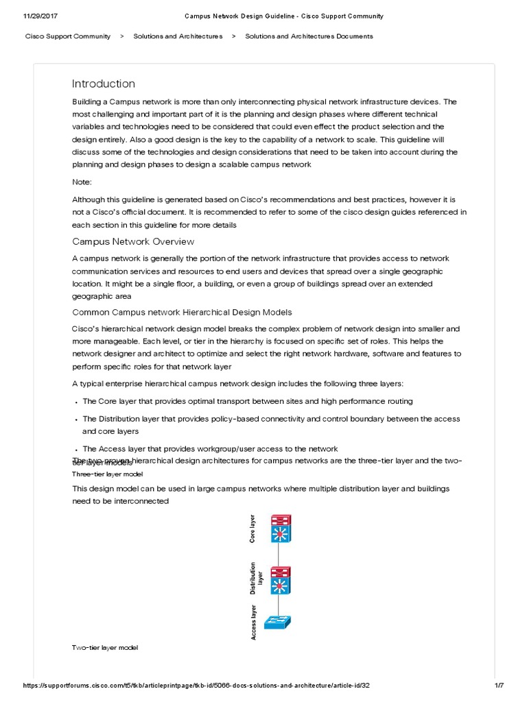 Campus Network Design Guideline - Cisco Support Community | PDF | I Pv6 | Computer Network
