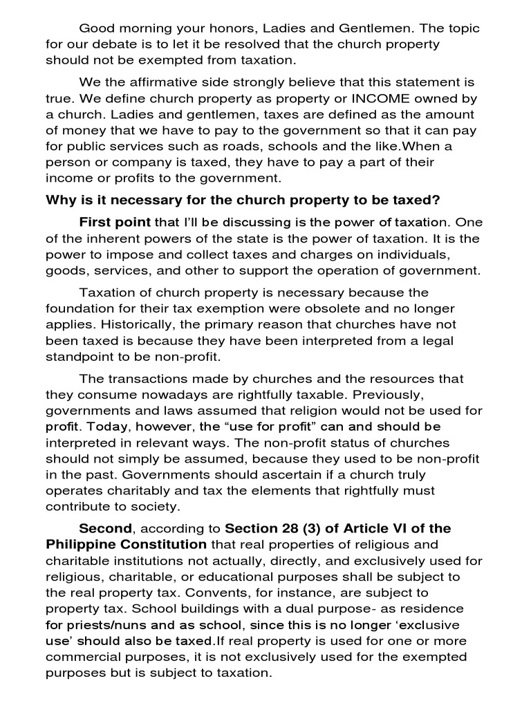 Debate Affirmative First Speaker Pdf Income Tax Taxes