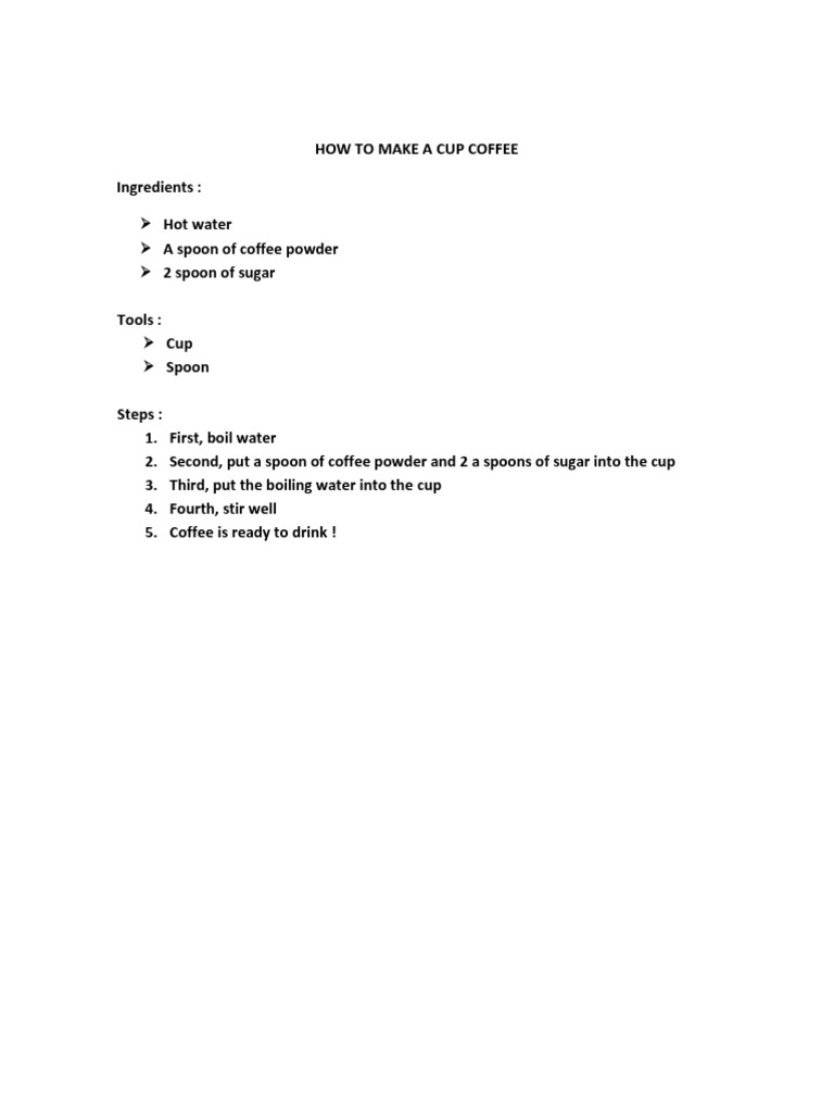 How To Make A Cup Coffee | PDF