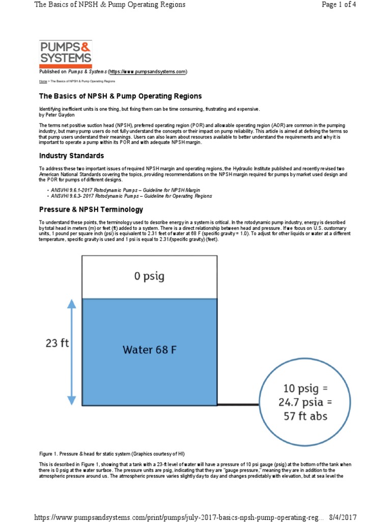 NPSH Pump Operating | PDF | Pressure | Pump