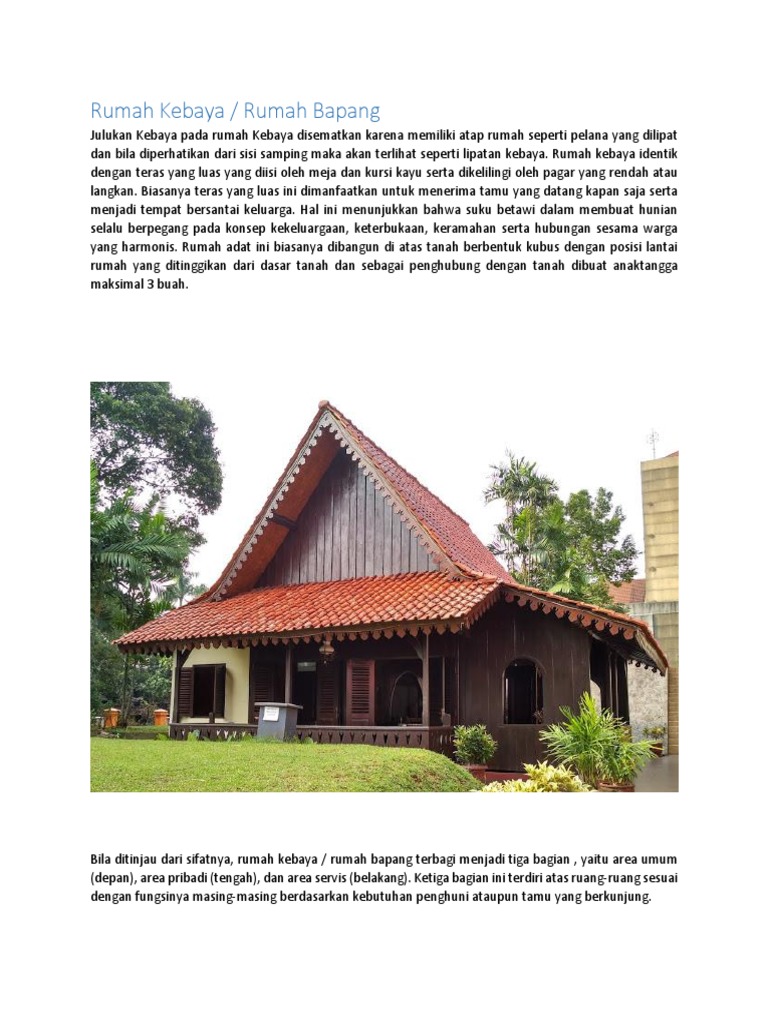 Struktur dan Fungsi Rumah Kebaya Betawi | PDF