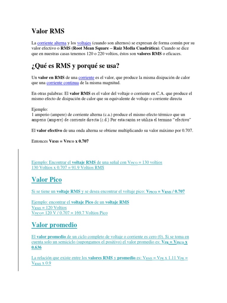 Valor RMS | PDF | Física | Cantidades fisicas