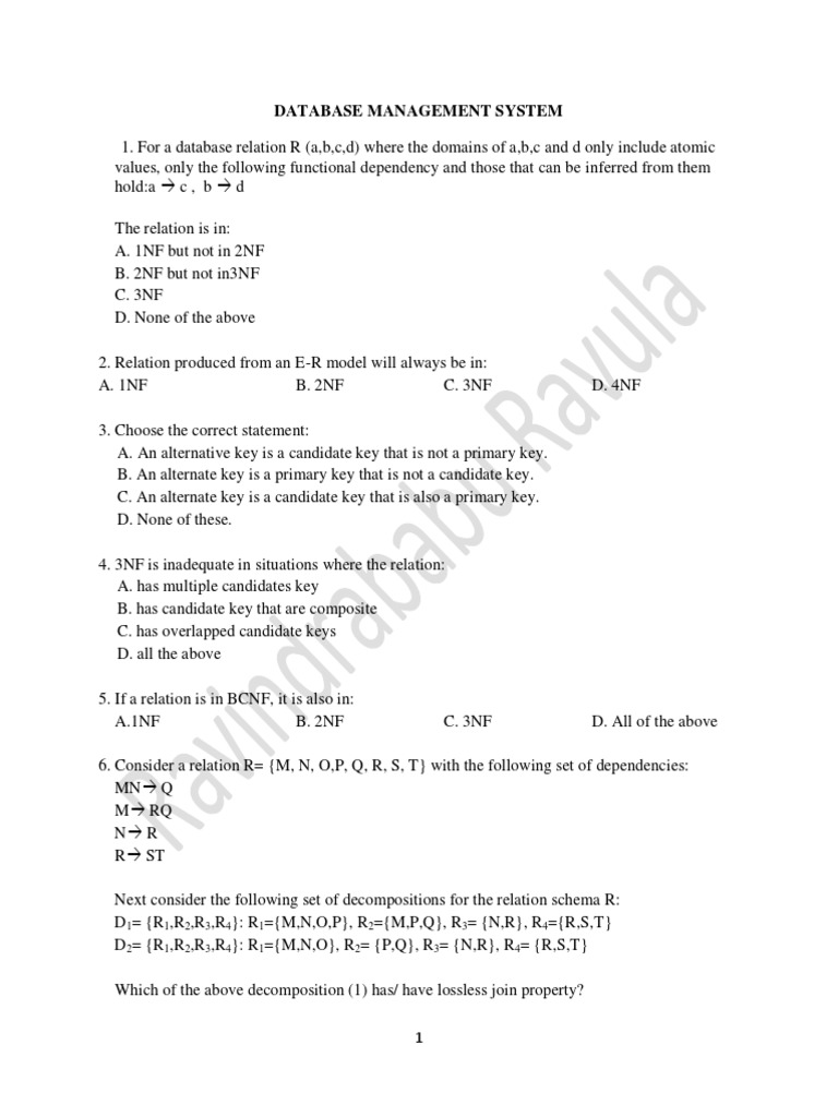 DBMS Q1 | PDF | Data | Information Retrieval
