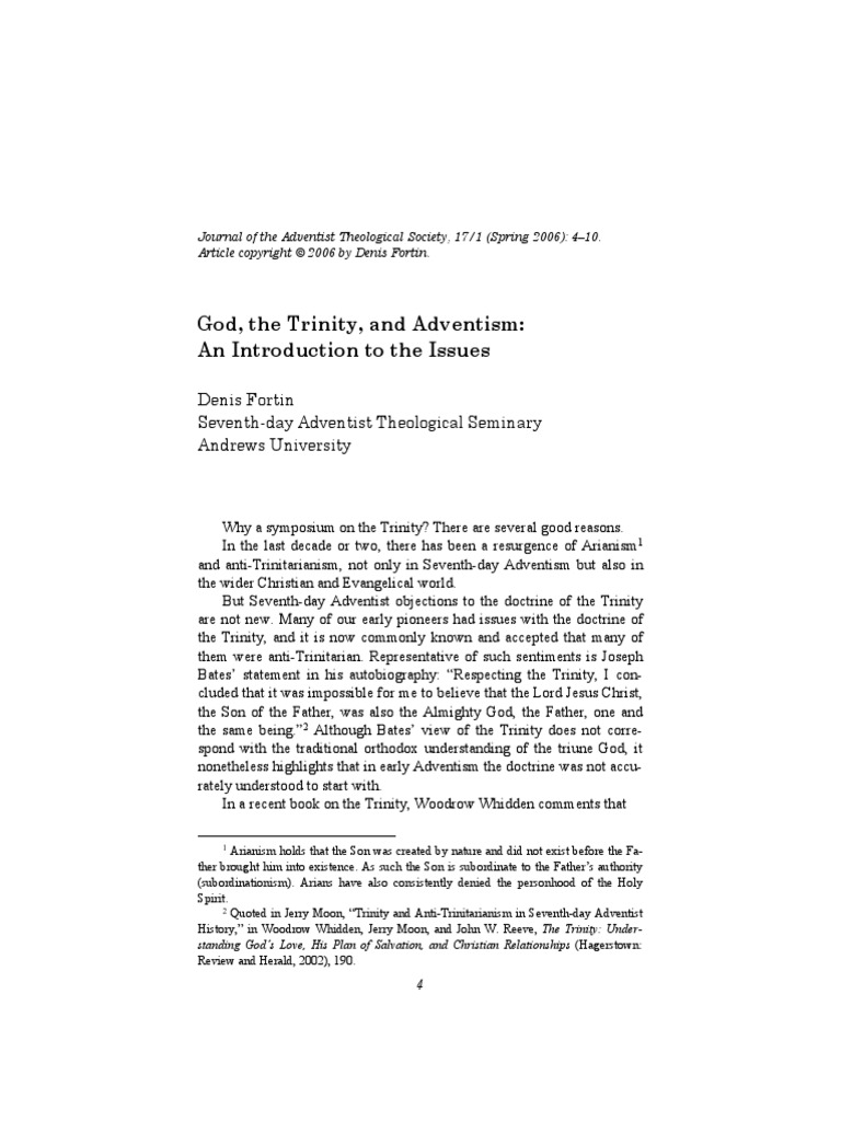 God The Trinity and Adventism - An Introduction To The Issues | PDF ...