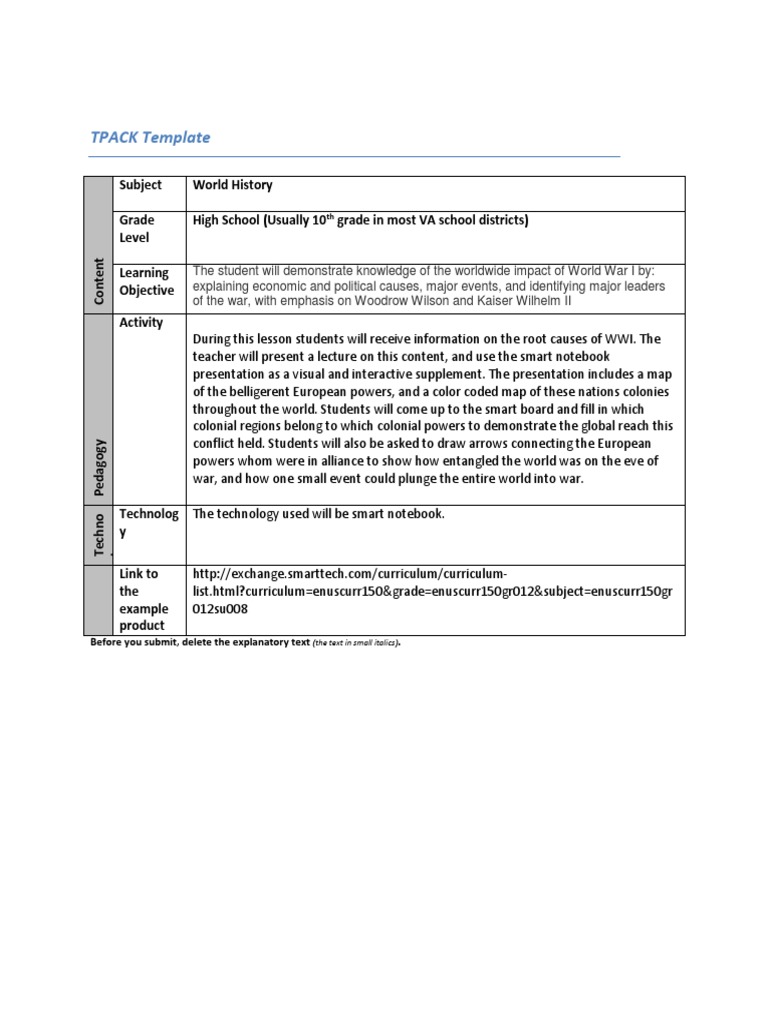 Tpack Template 3 | PDF