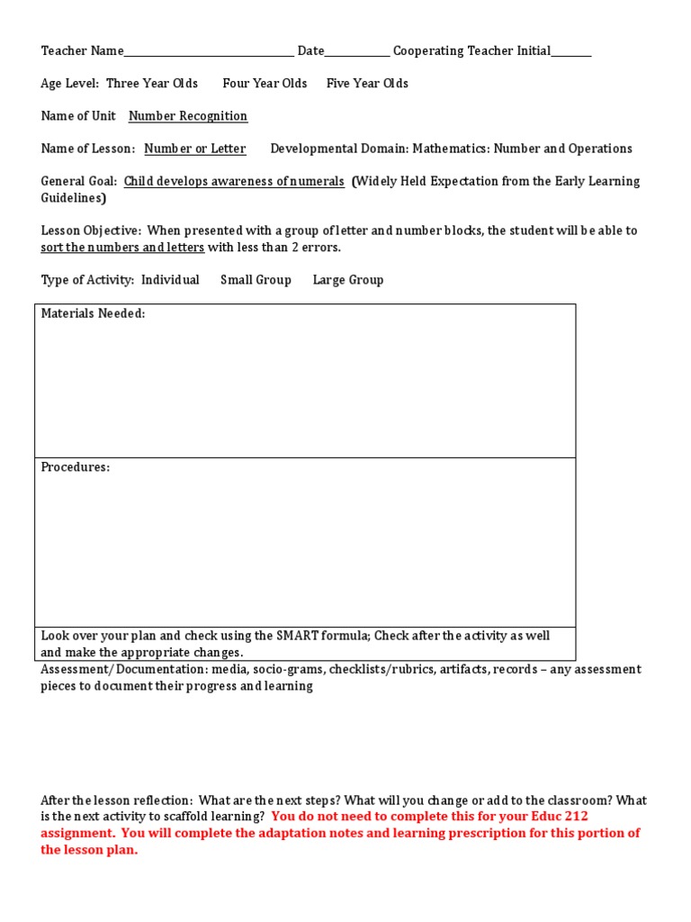 Scaffolded Lesson Activity Plan Preschool Sept 19 2016 1 2 | PDF