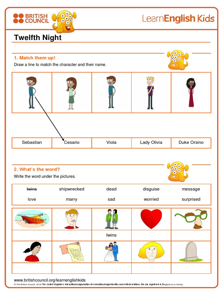 Shakespeare Twelfth Night Worksheet | PDF | Shakespearean Comedies ...