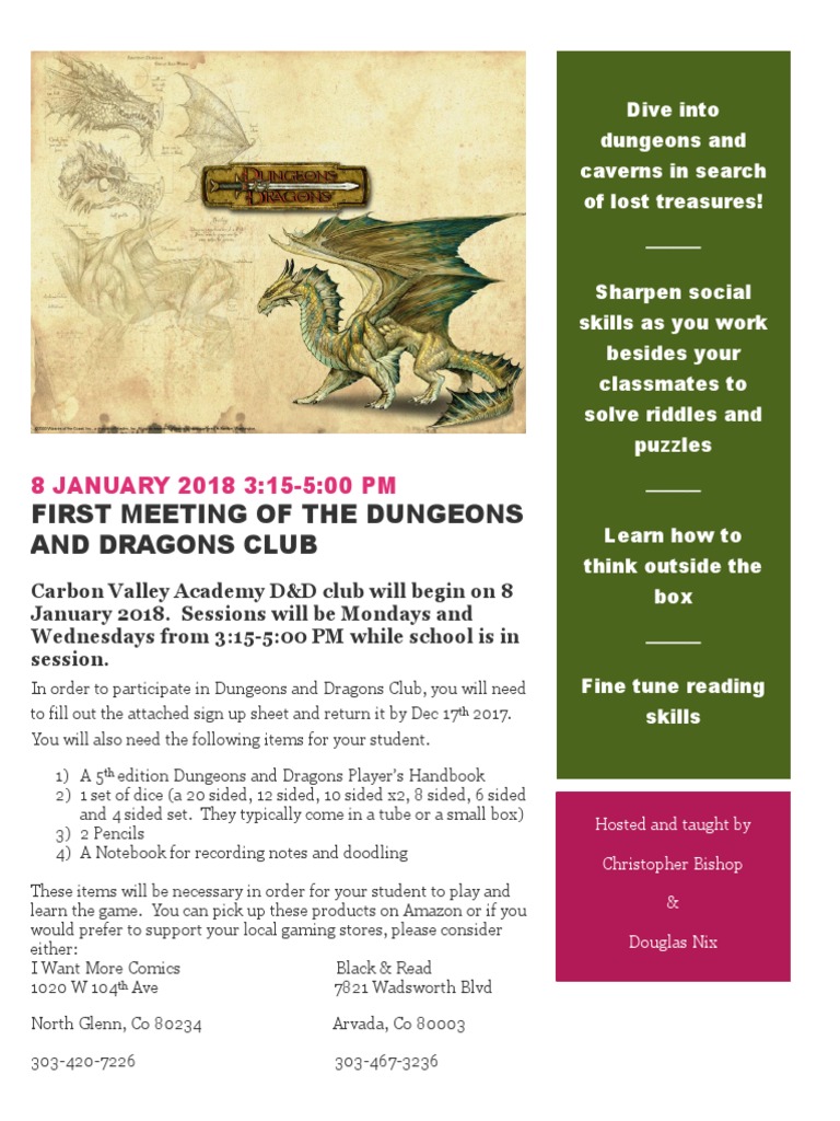 D&Dclubflyer | Dungeons & Dragons | Role Playing Games