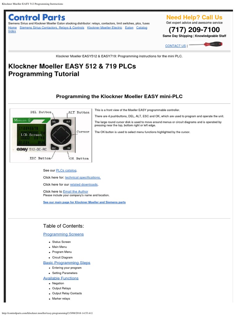 Klockner Moeller EASY 512 Programming Instructions | PDF | Relay | Programmable Logic Controller