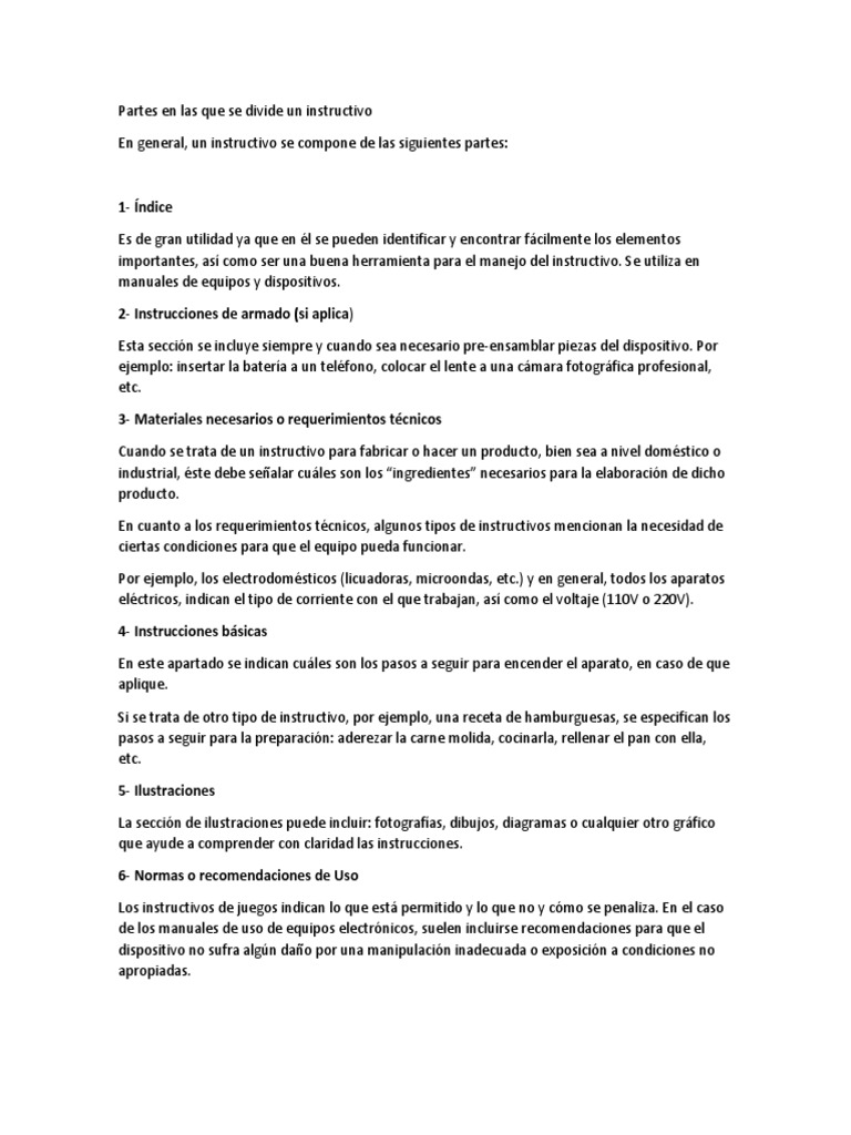Partes en Las Que Se Divide Un Instructivo | PDF