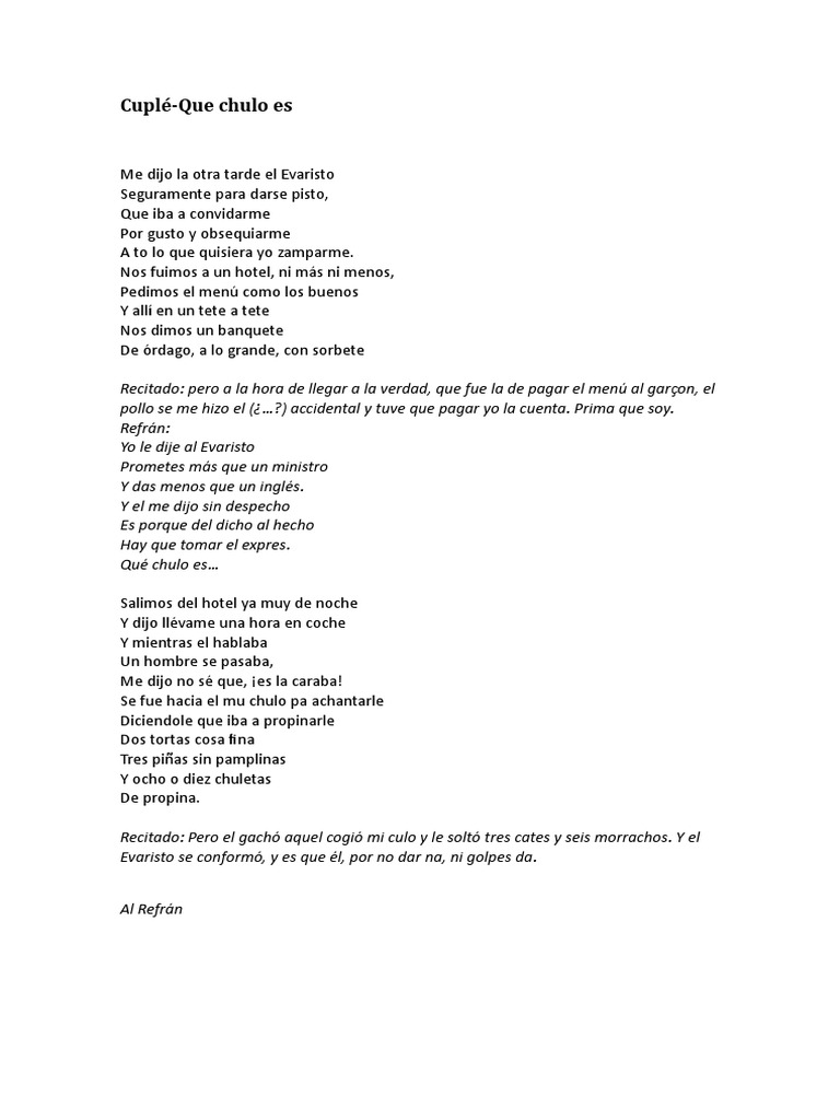 Cuplé-Que Chulo Es | PDF