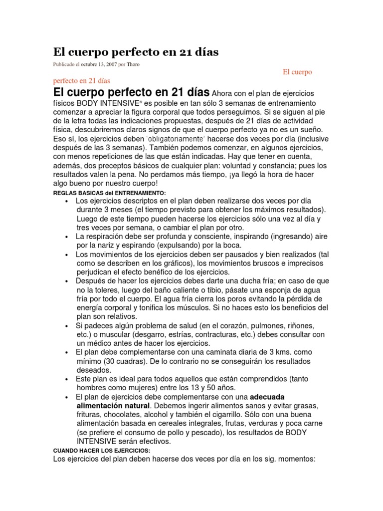 El Cuerpo Perfecto en 21 Dias PDF | PDF | Science | Fisiología