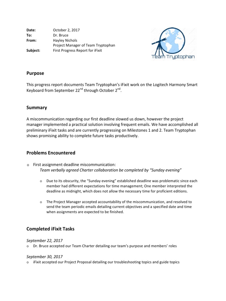 Eng 360 Portfolio Progress Report | PDF | Troubleshooting | Communication