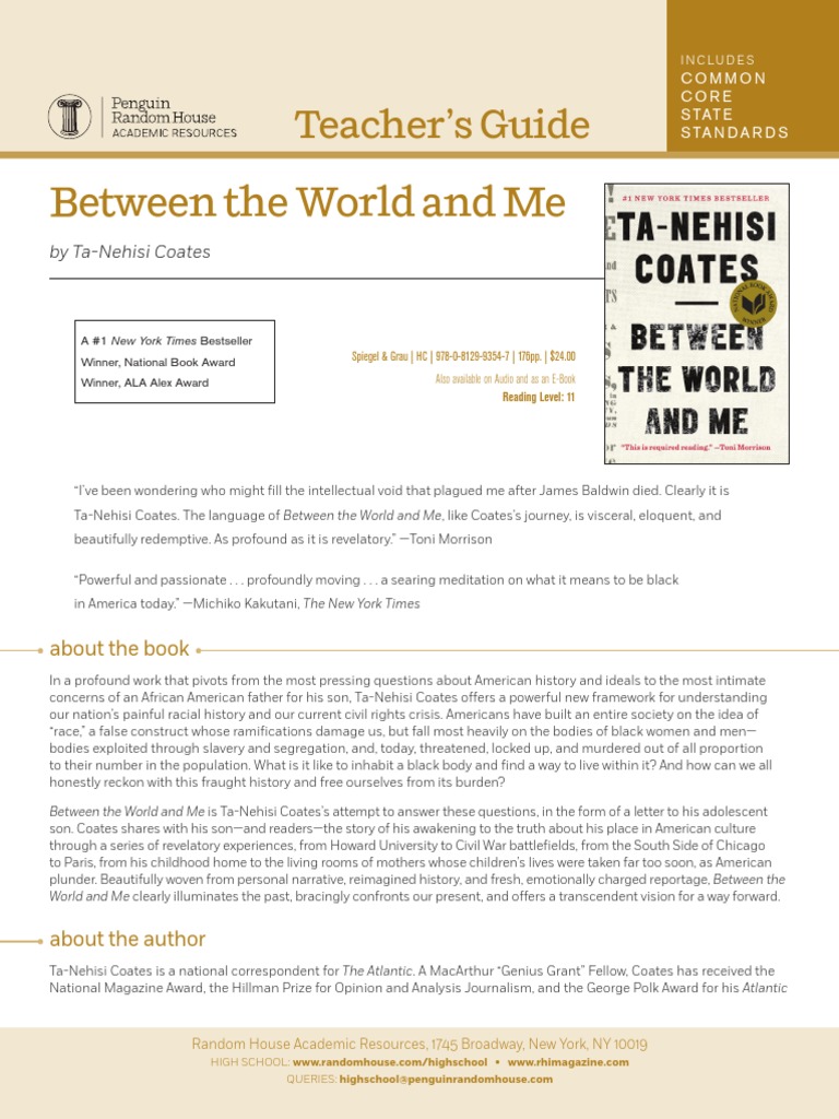 Teacher Guide - Between The World and Me | PDF | Literacy | Reading ...