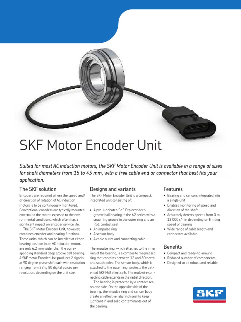SKF Motor Encoder Units | PDF | Bearing (Mechanical) | Resistor