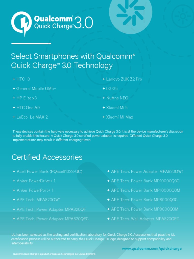 Quick Charge Device List PDF | PDF | Battery Charger | Xiaomi