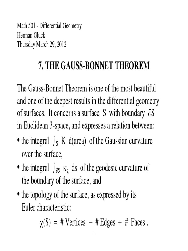 Gauss Bonnet | PDF | Sphere | Vertex (Geometry)