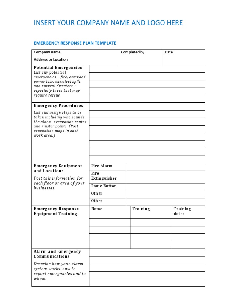 Emergency Action Plan Template