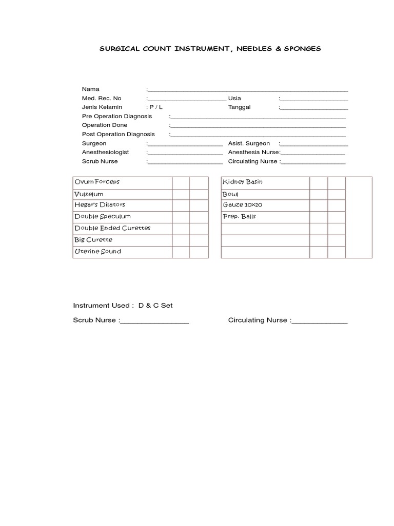 Surgical Count Instrument, Needles & Sponges | PDF | Surgery | Health Care