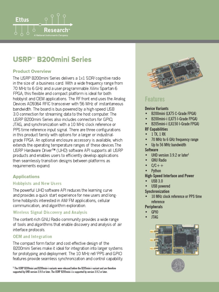 USRP B200mini Data Sheet | PDF | Software Defined Radio | Field Programmable Gate Array