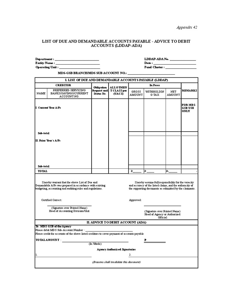 Appendix 42 - Lddap-Ada | Download Free PDF | Debits And Credits | Payments