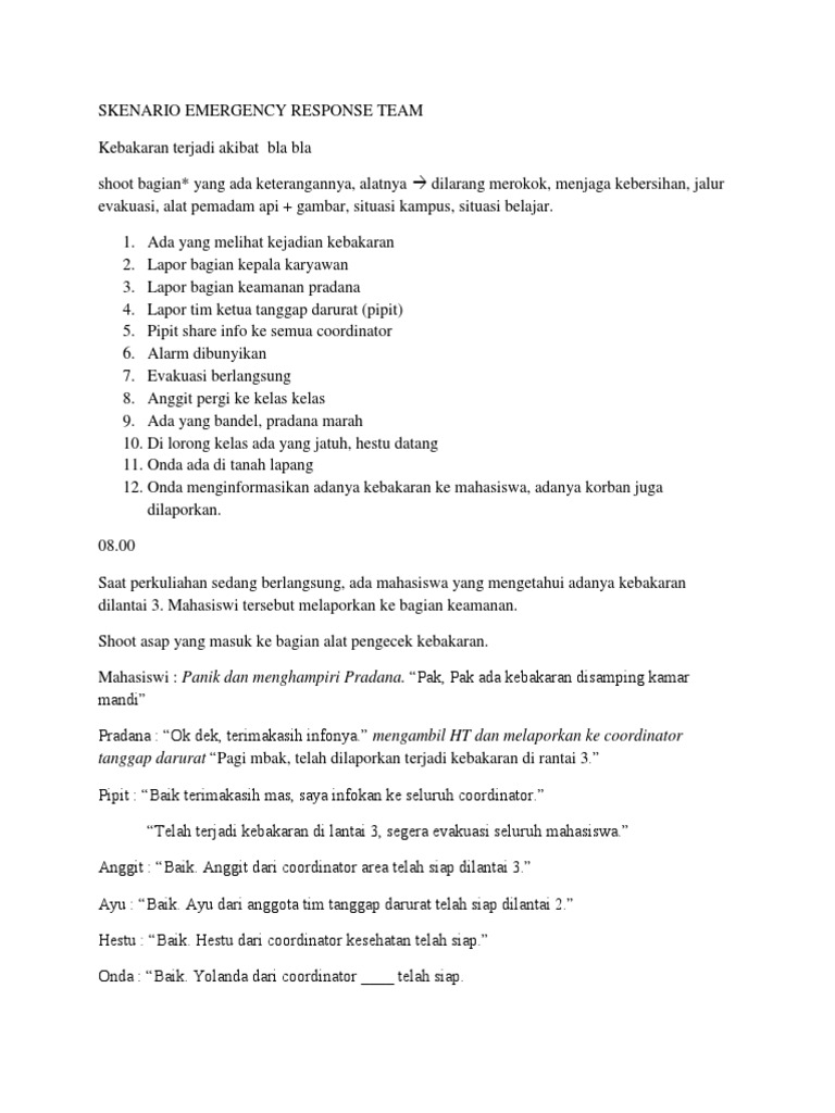 Skenario Emergency Response Team | PDF