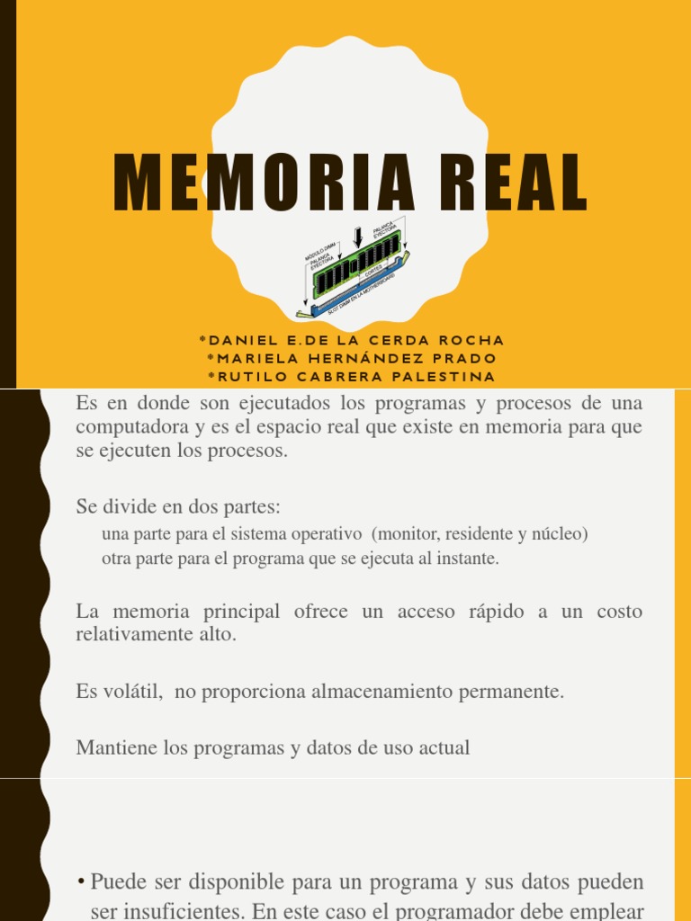 Memoria Real | Almacenamiento de datos de la computadora | Periférico