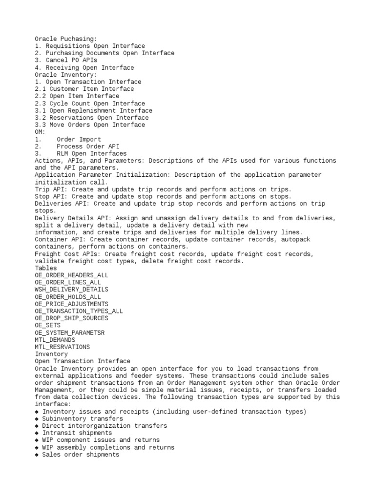 Oracle Apis And Open Interfaces Pdf Application Programming Interface Inventory