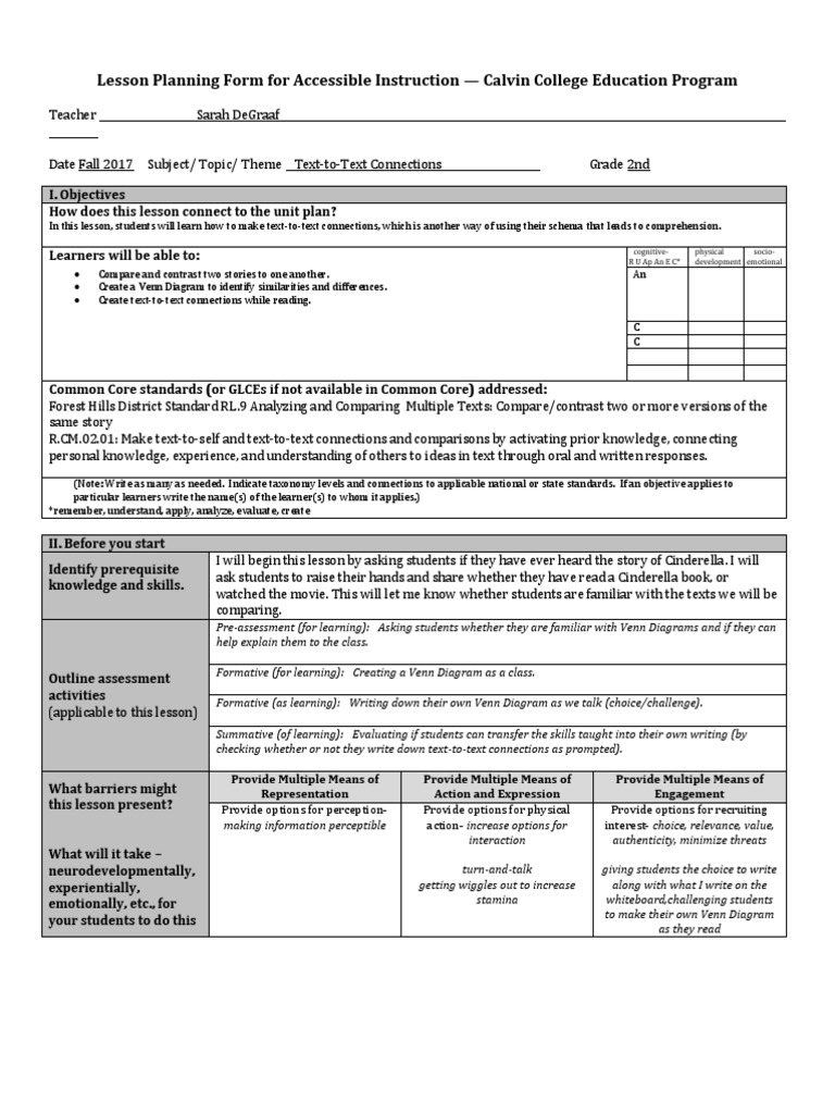 Edited Lesson Plan 4 Text-To-Text Connections | PDF | Reading ...