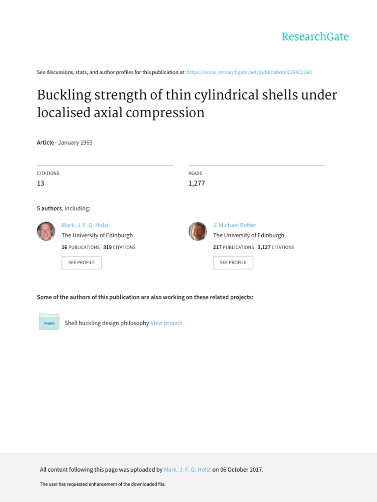 Buckling Strength of Thin Cylindrical Shells Under | PDF | Buckling ...