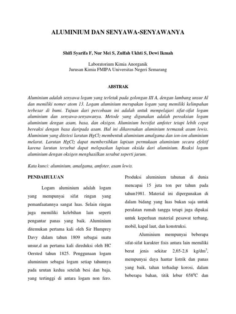 Jurnal Aluminium Dan Senyawa-Senyawanya | PDF