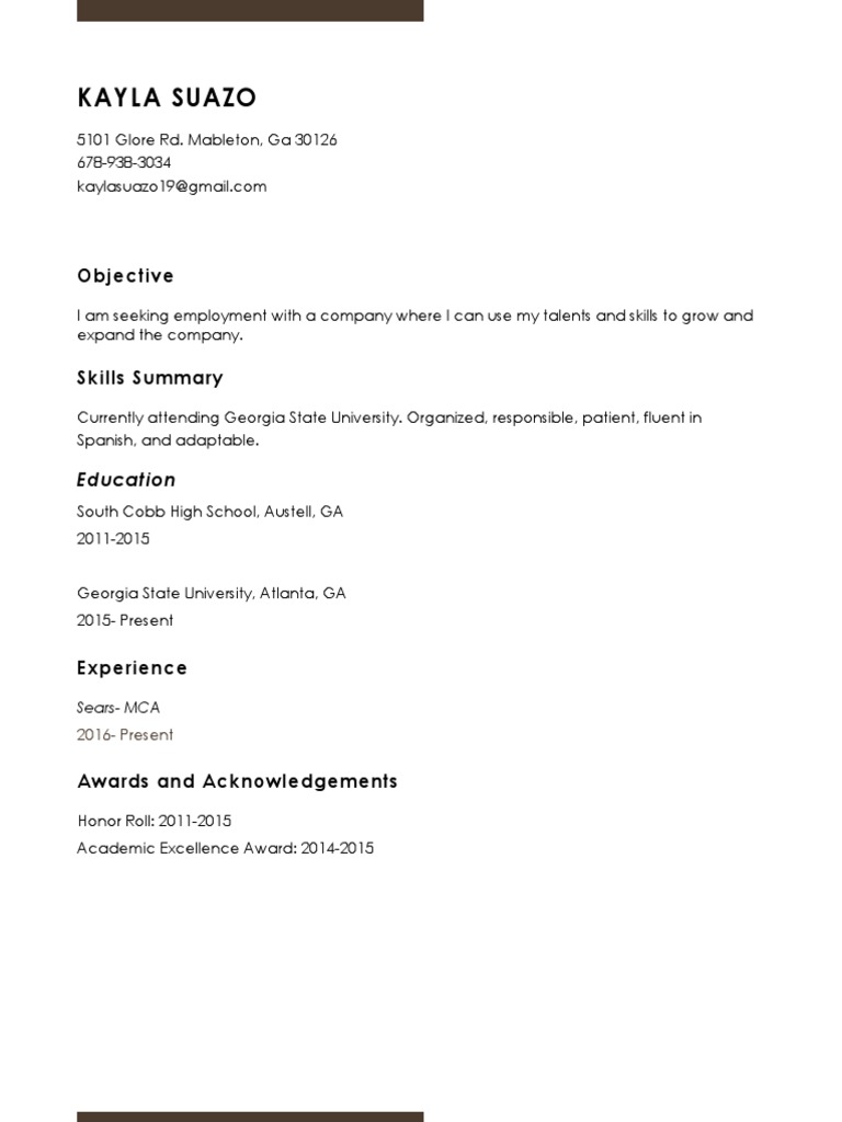Resume Kayla Suazo | PDF | Career & Growth