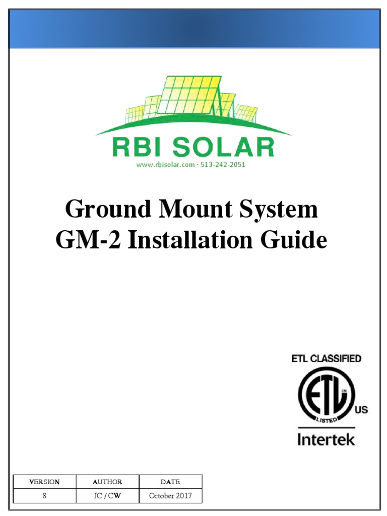 RBI Solar GM-2 Installation Guide - ETL-UL2703 - V8 October 2017 PDF ...