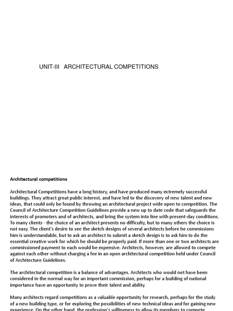Professional Ethics-Unit 3 | PDF | Architect | Competition