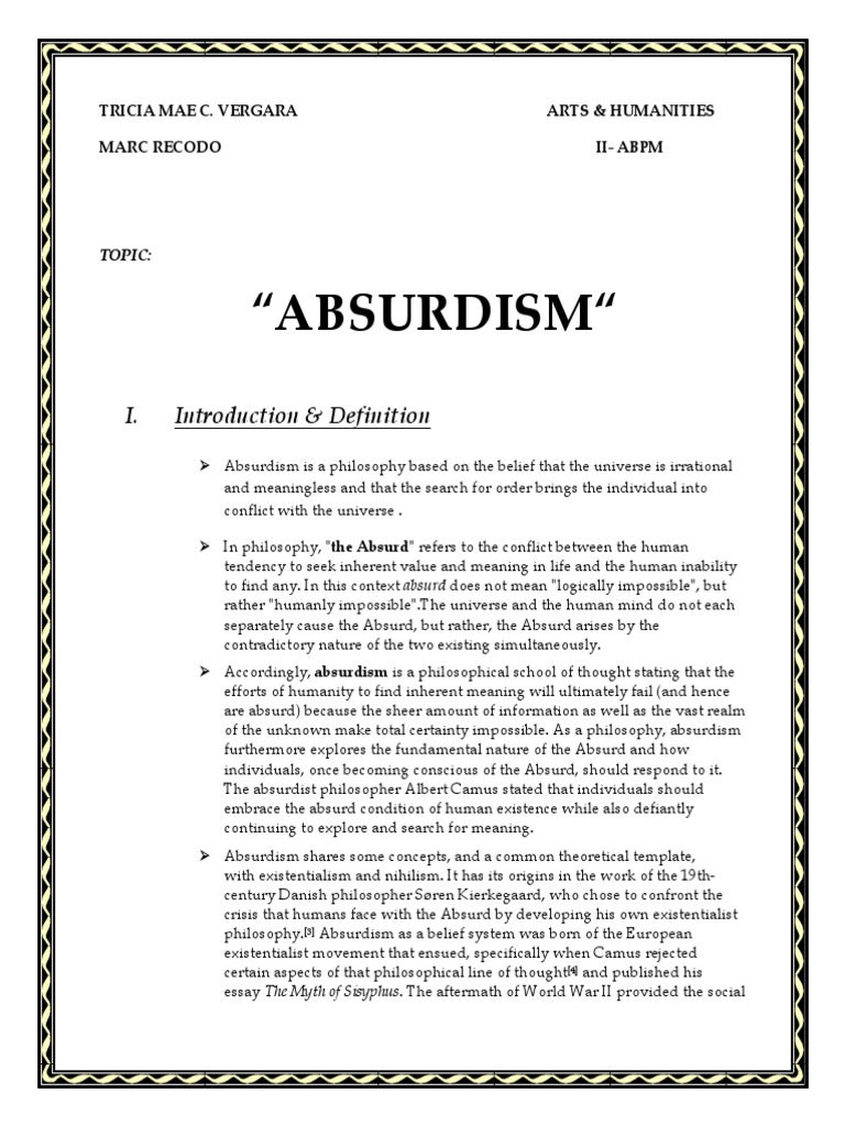 Absurdism To Be Print | PDF | Philosophical Theories | Philosophical ...