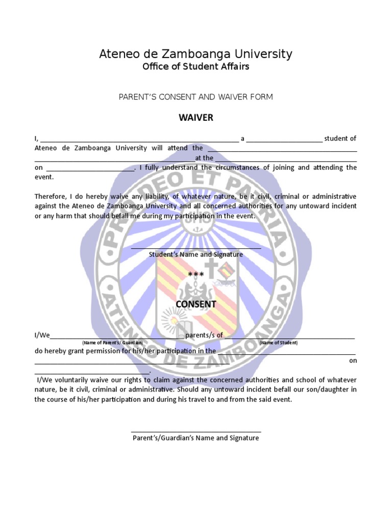 Parent's Consent and Waiver Form | PDF