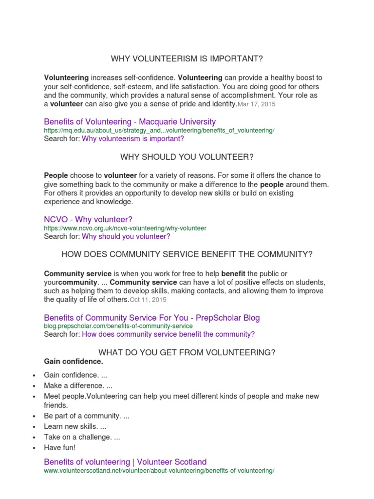 Why Volunteerism Is Important | PDF | Volunteering | Service Learning