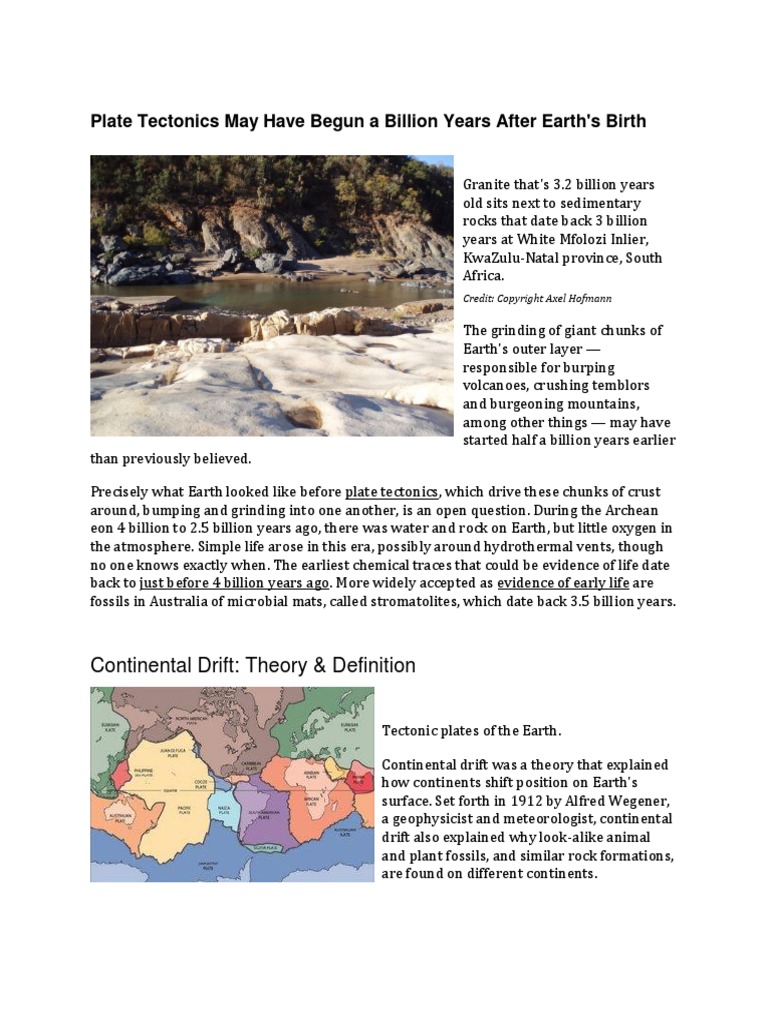 Plate Tectonics May Have Begun A Billion Years After Earth | PDF ...