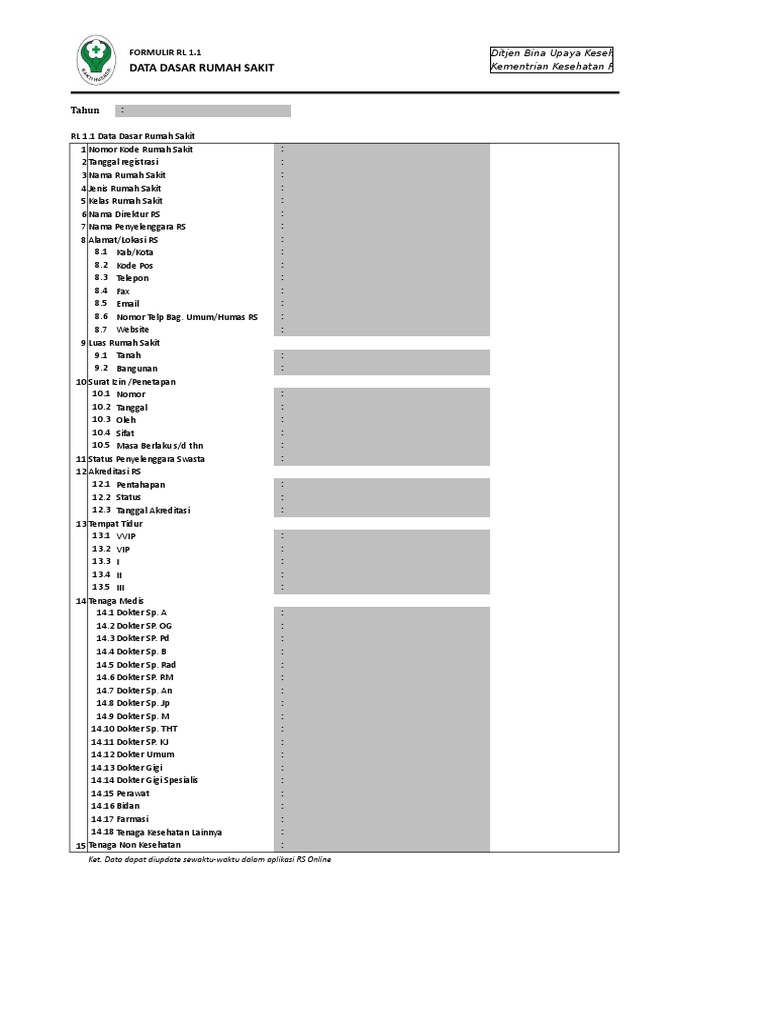 Formulir RL 1.1 | PDF