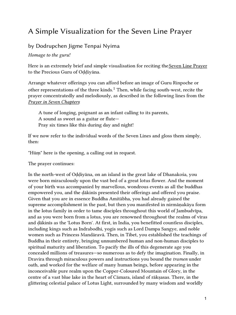 Simple Visualization For The Seven Line Prayer | PDF | Padmasambhava ...