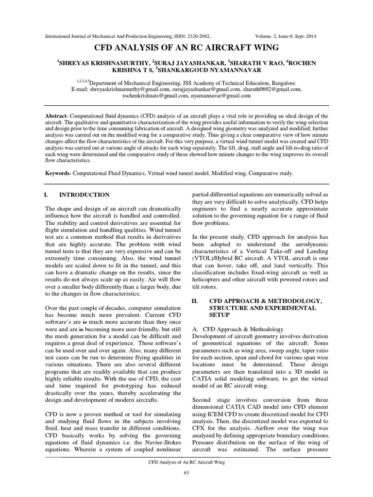 CFD Analysis for RC Aircraft Wings | PDF | Computational Fluid Dynamics ...