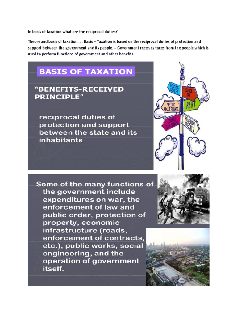In Basis of Taxation What Are The Reciprocal Duties? | PDF