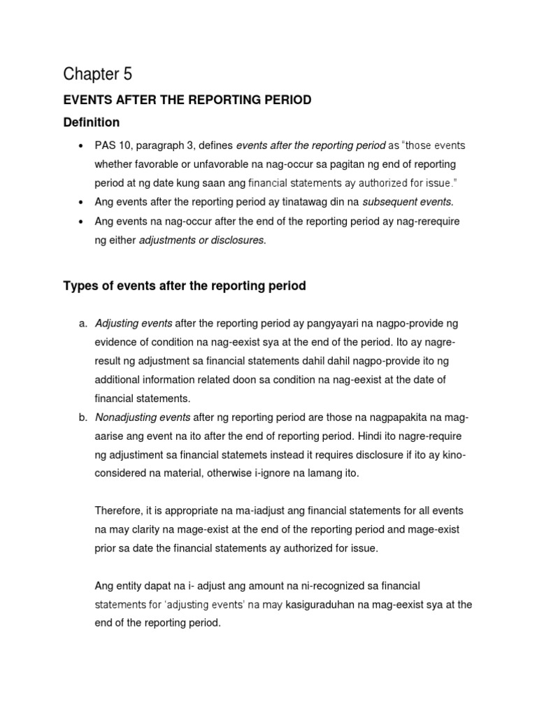Fa 3 Chapter 5 Events After The Reporting Period | PDF | Revenue ...