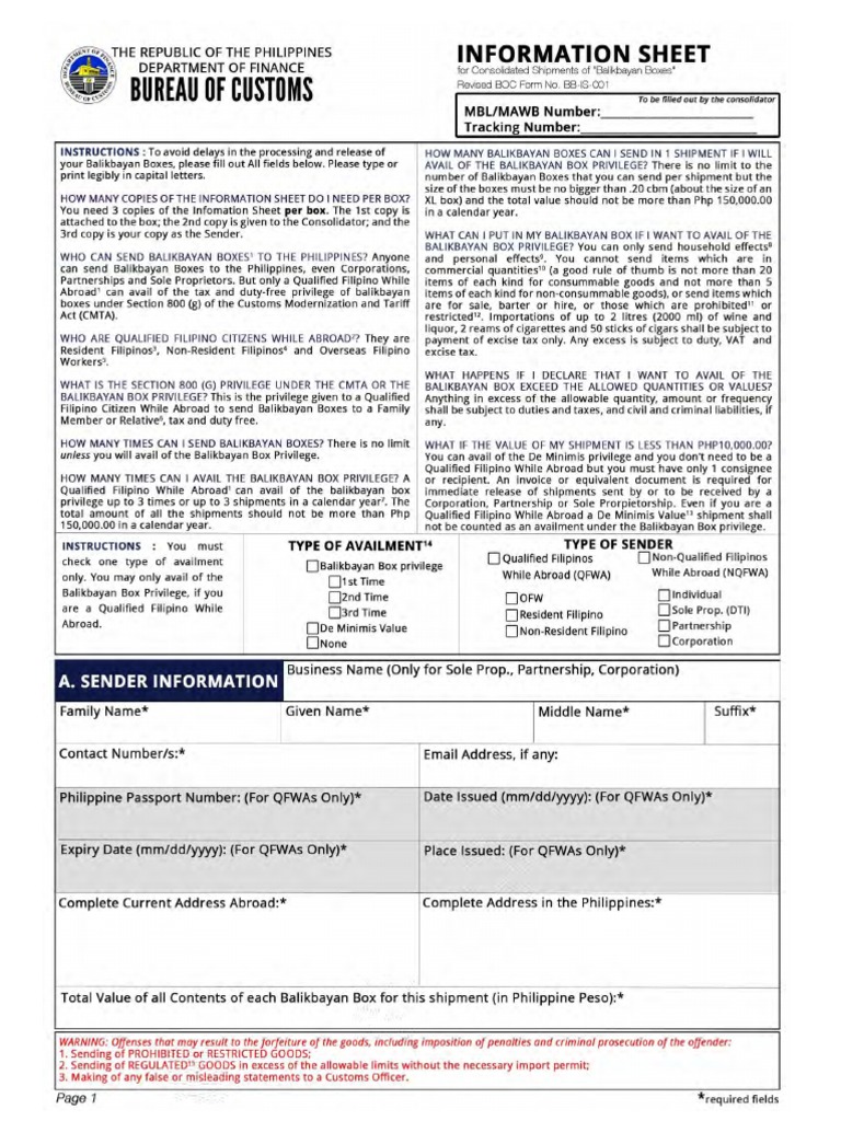 Boc Packing List 2017 | PDF