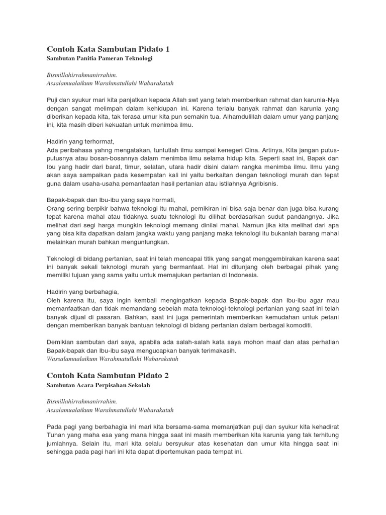 Contoh Kata Sambutan Pidato 1 | PDF
