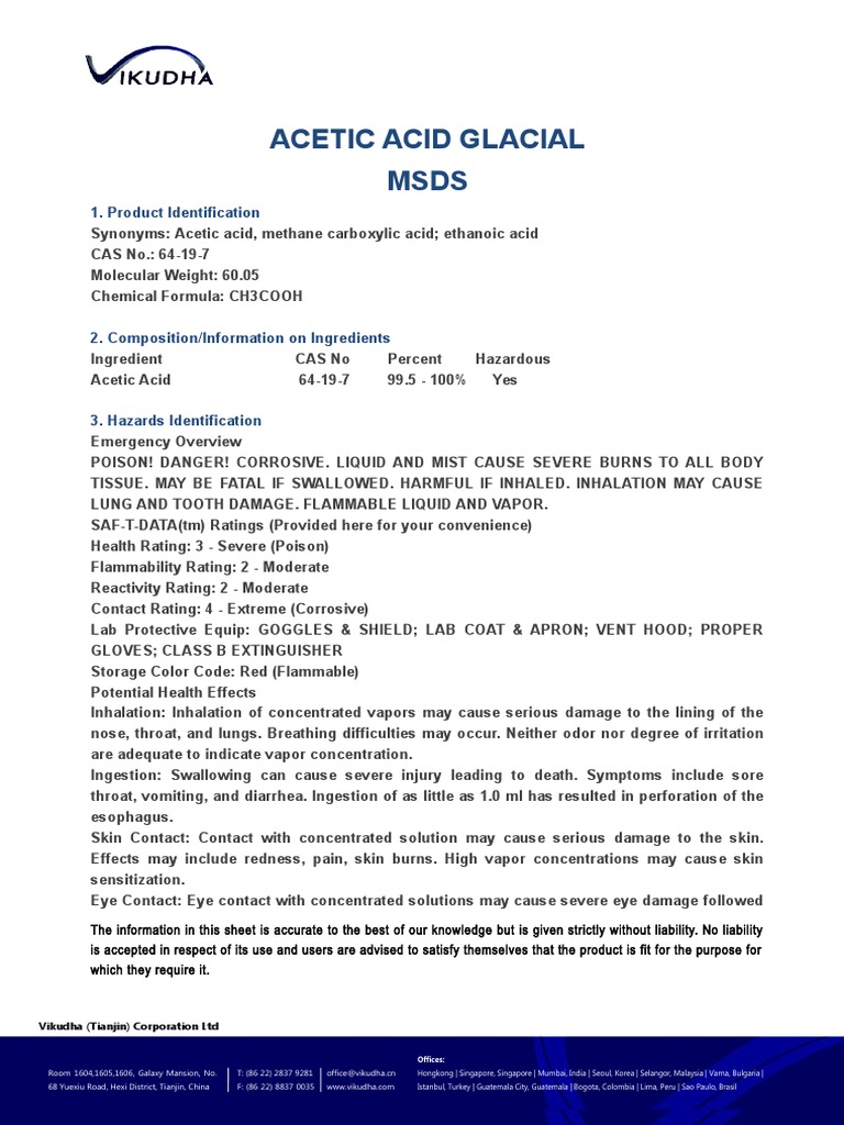 Sds-Acetic Acid Glacial | PDF | Water | Chemistry